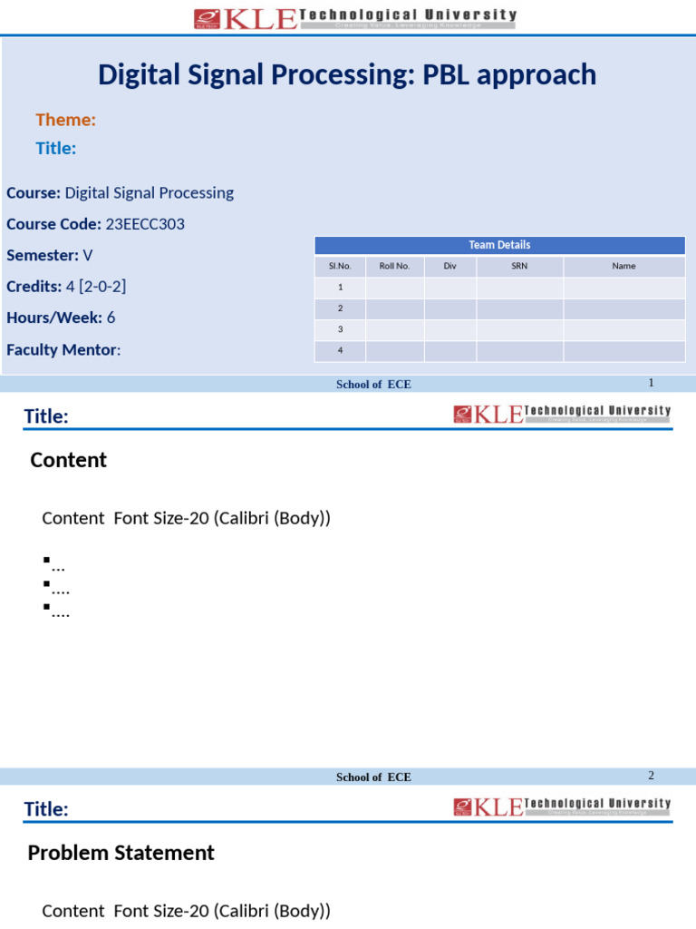 DSP PPT Templet - Phase 1 | PDF | Digital Signal Processing ...