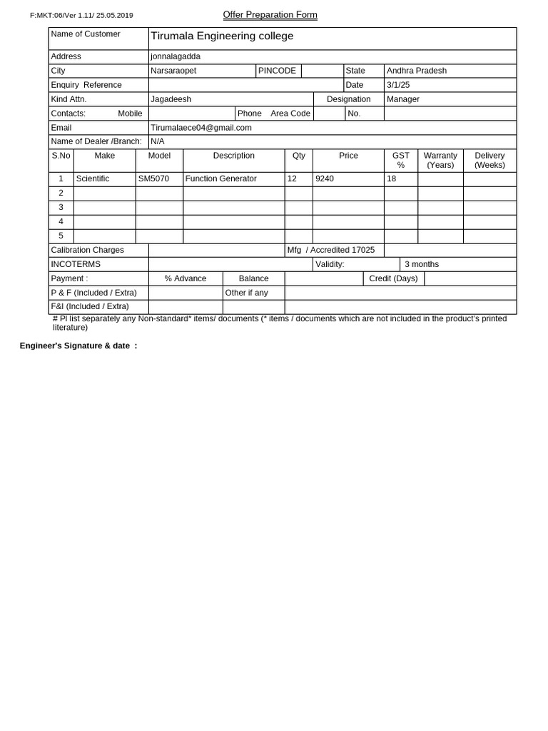 Cap Manufacturer Inquiry for Tirumala | PDF