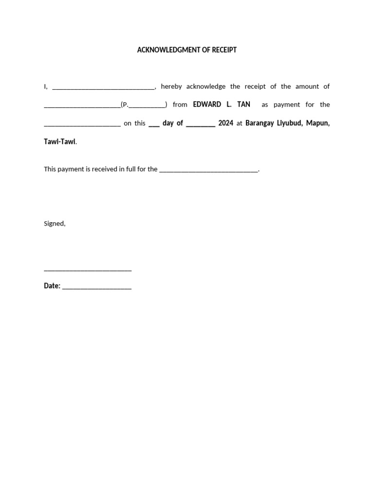 Acknowledgment of Receipt | PDF