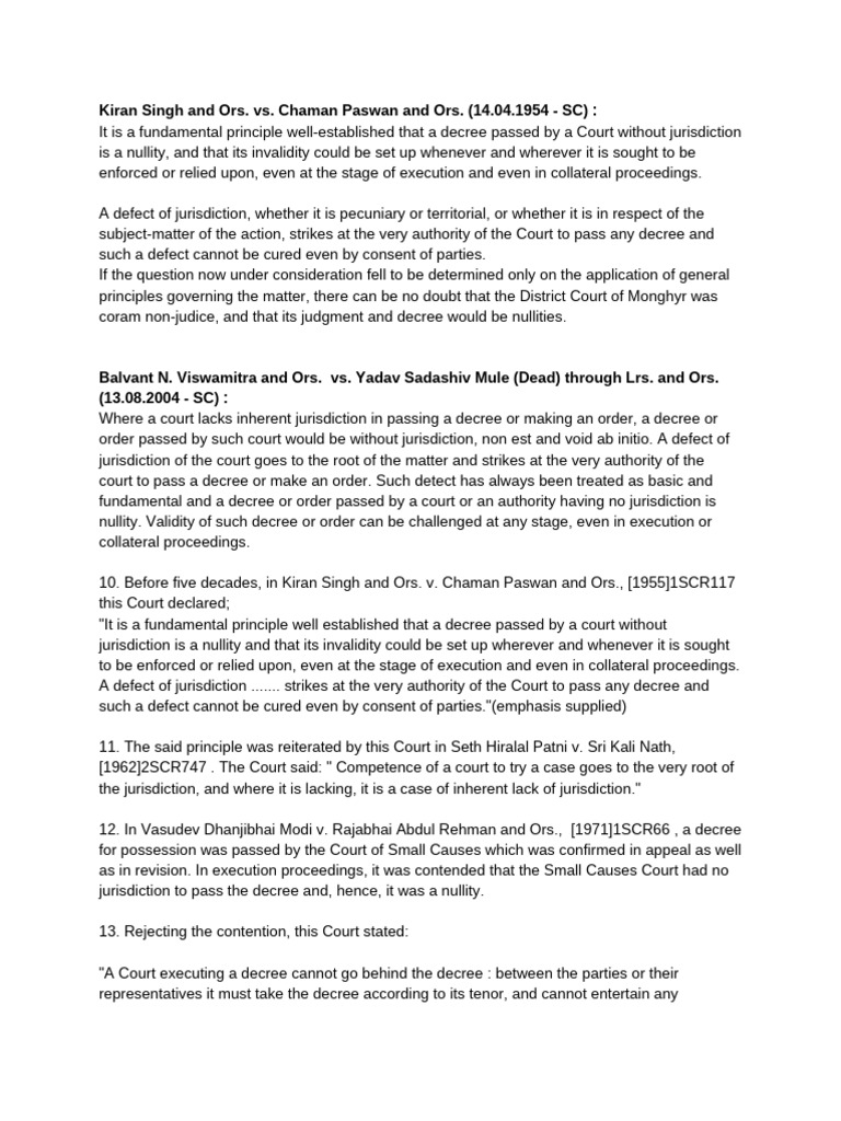 Jurisdiction Defects in Court Decrees | PDF | Annulment | Jurisdiction