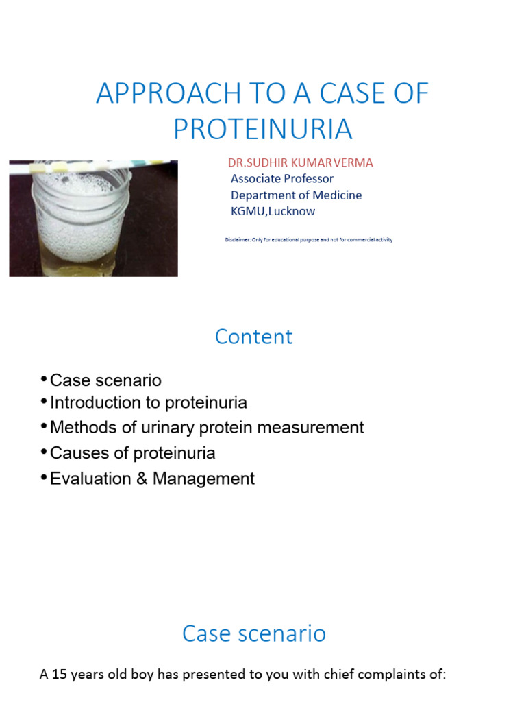 Proteinuria PDF Sudhir Final, Medicine | PDF | Kidney Disease | Nephrology