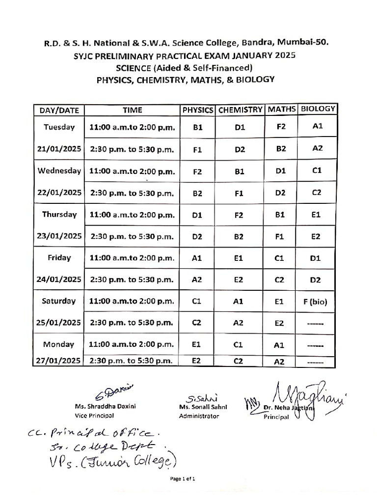 std 12 Prelim Practical time table (3) | PDF