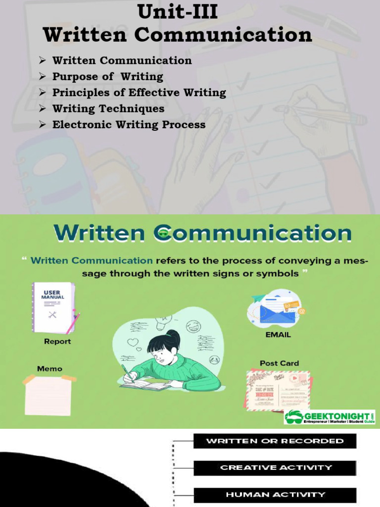 Unit-III Written Communication | PDF | Microsoft Word | Communication