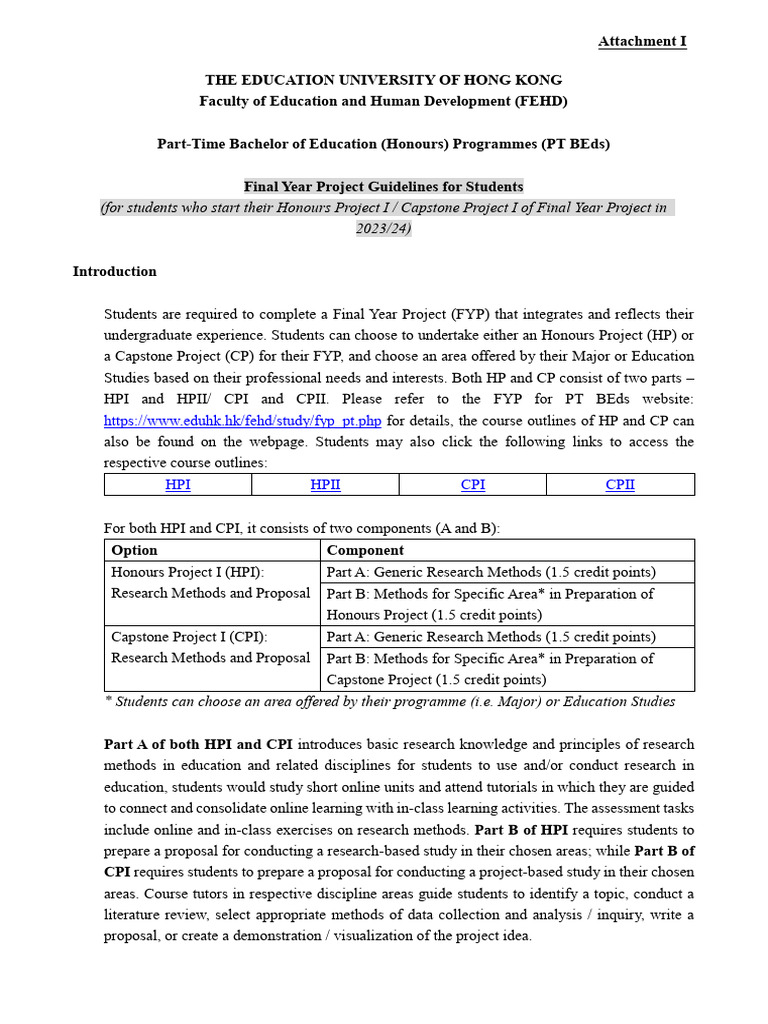 FYP Guidelines For Students | PDF