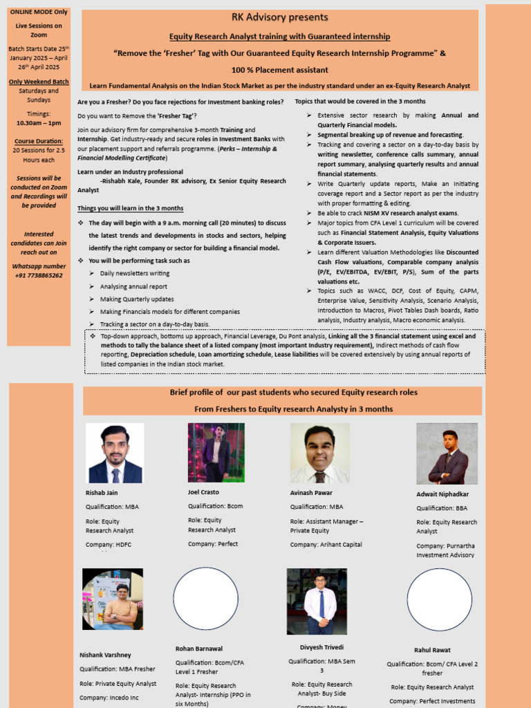 Equity Research Internship and Training - 9 | PDF | Valuation (Finance ...