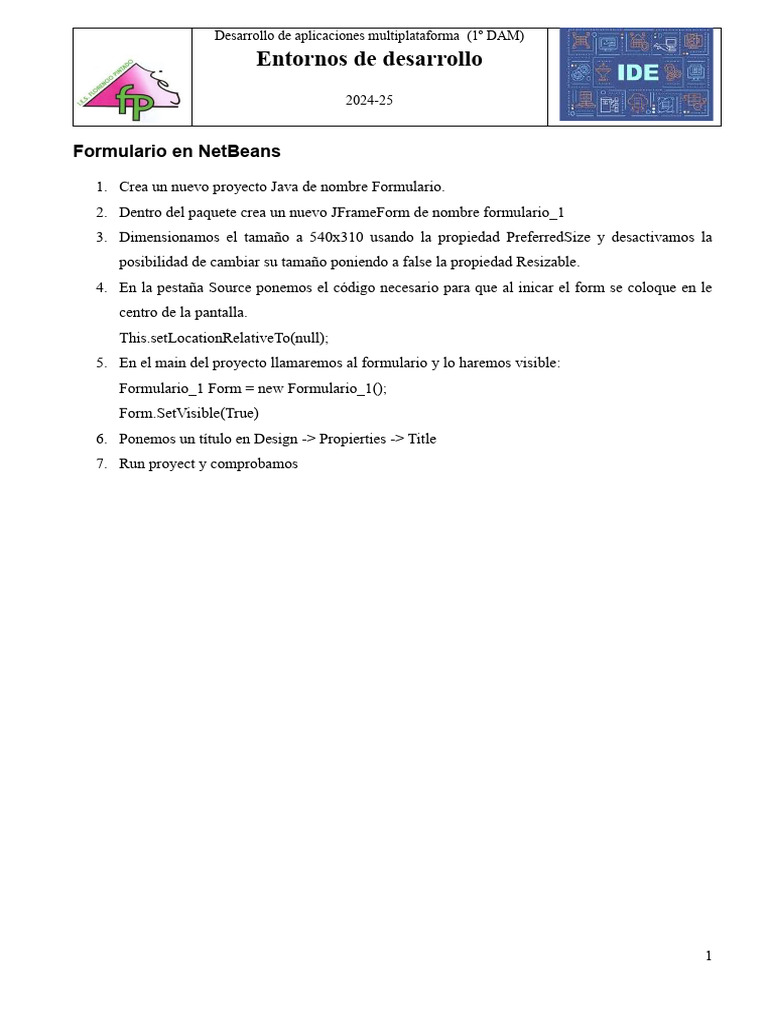 Actividad 4 NetBeans Formulario | PDF