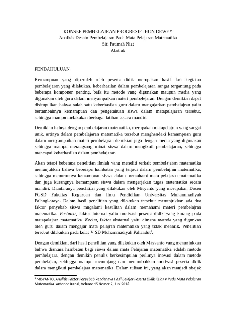 ANALISIS Konsep Aliran Progresivisme John Dewey | PDF