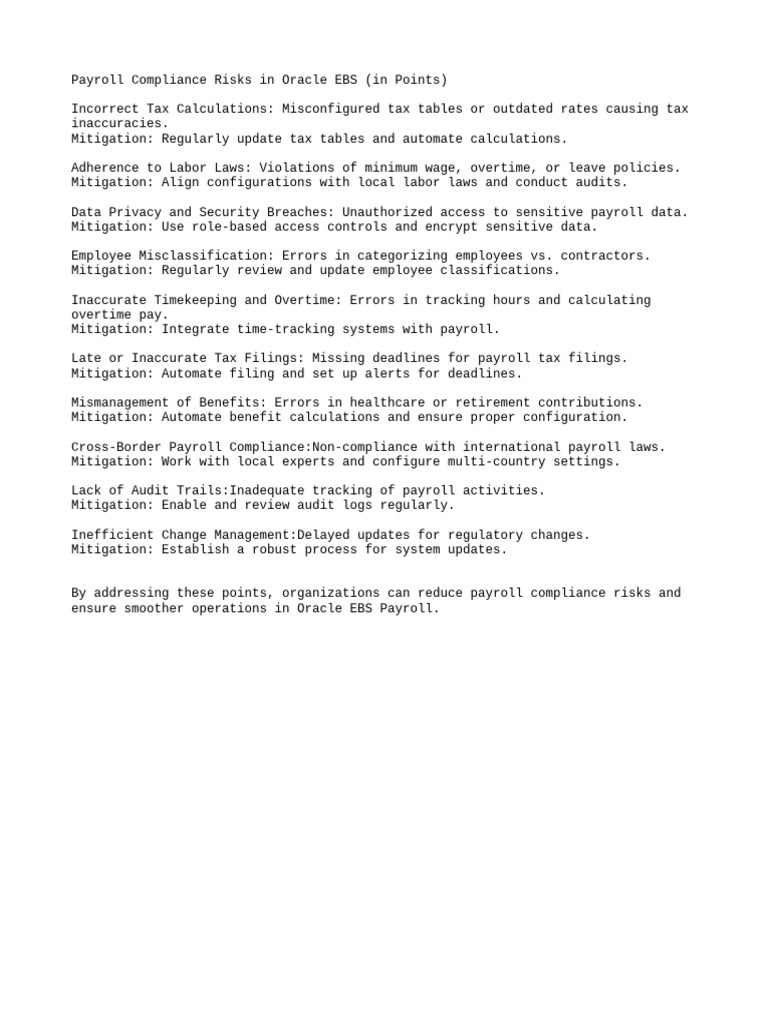 Oracle EBS Payroll Compliance Guide | PDF