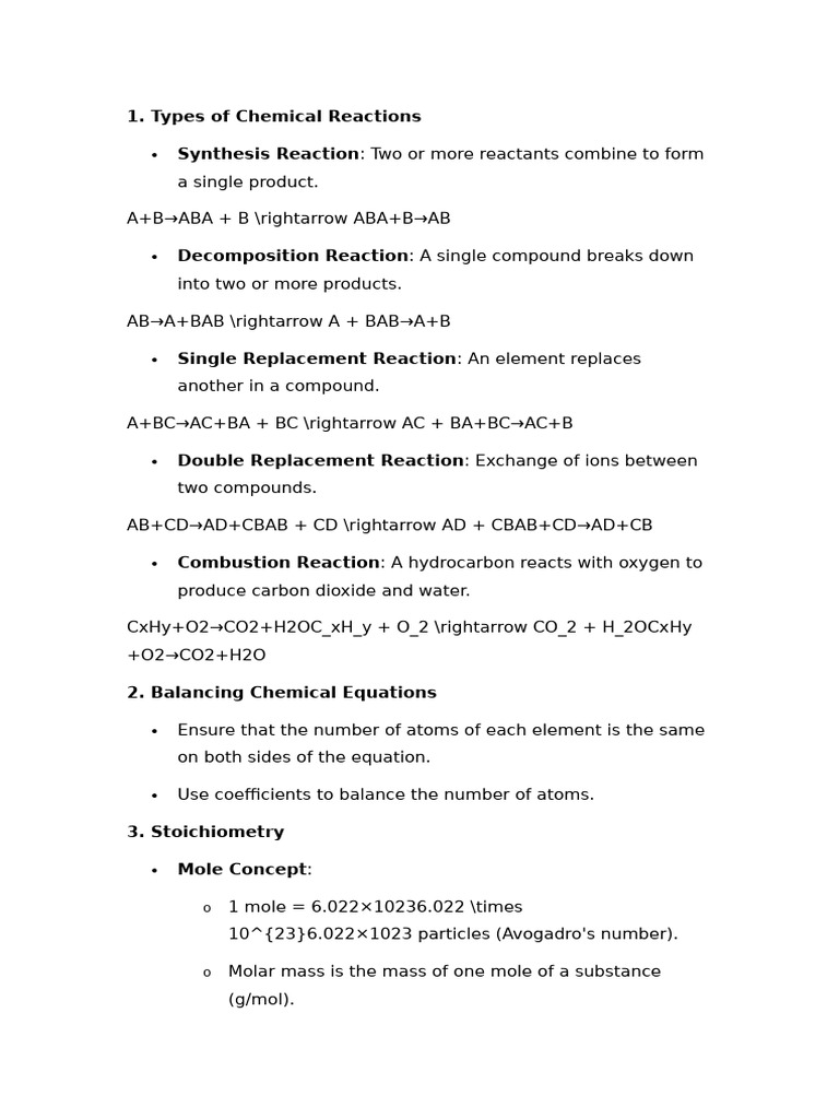 Types of Chemical Reactions Explained | PDF