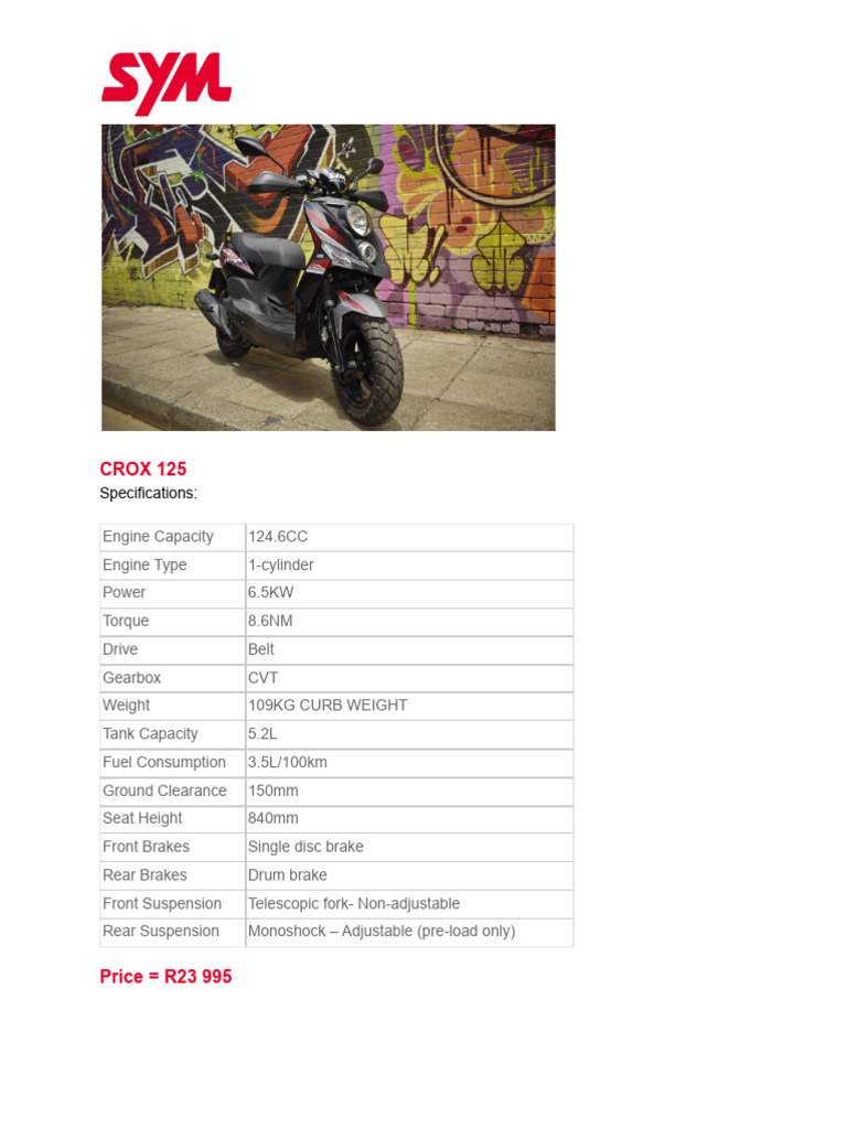CROX 125 Motorcycle Specifications | PDF
