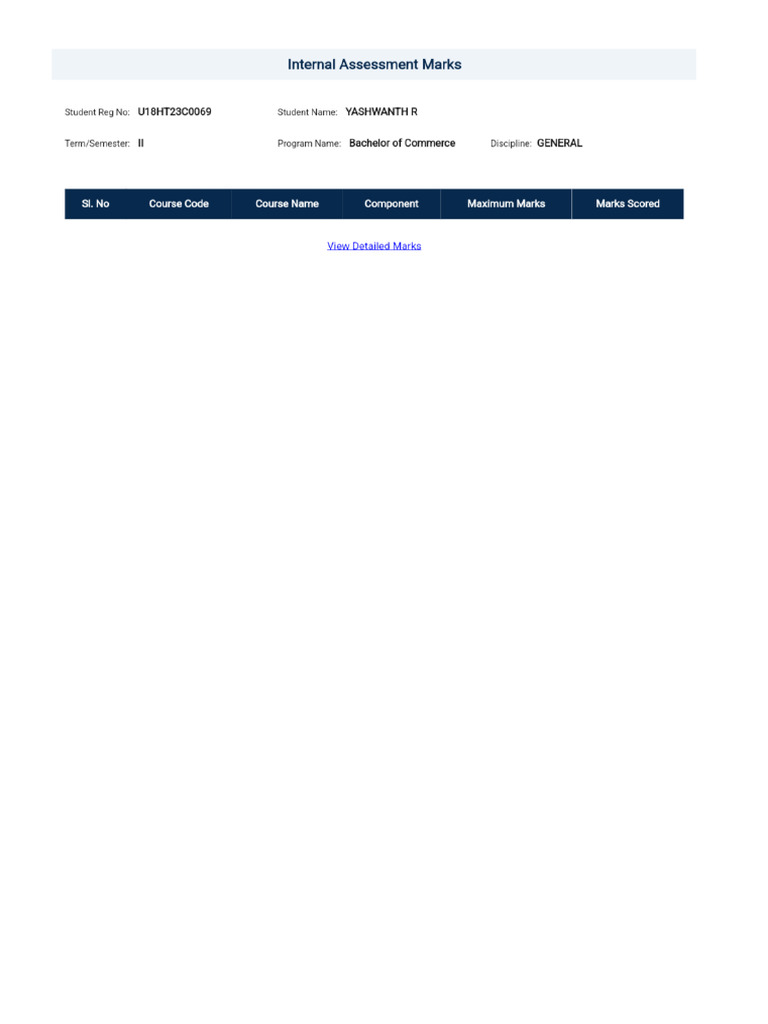 Student Internal Assessment Marks | PDF