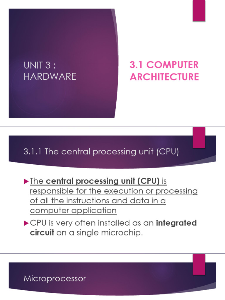 CH 3-Hardware 3.1 Comp Architecture | PDF | Central Processing Unit ...