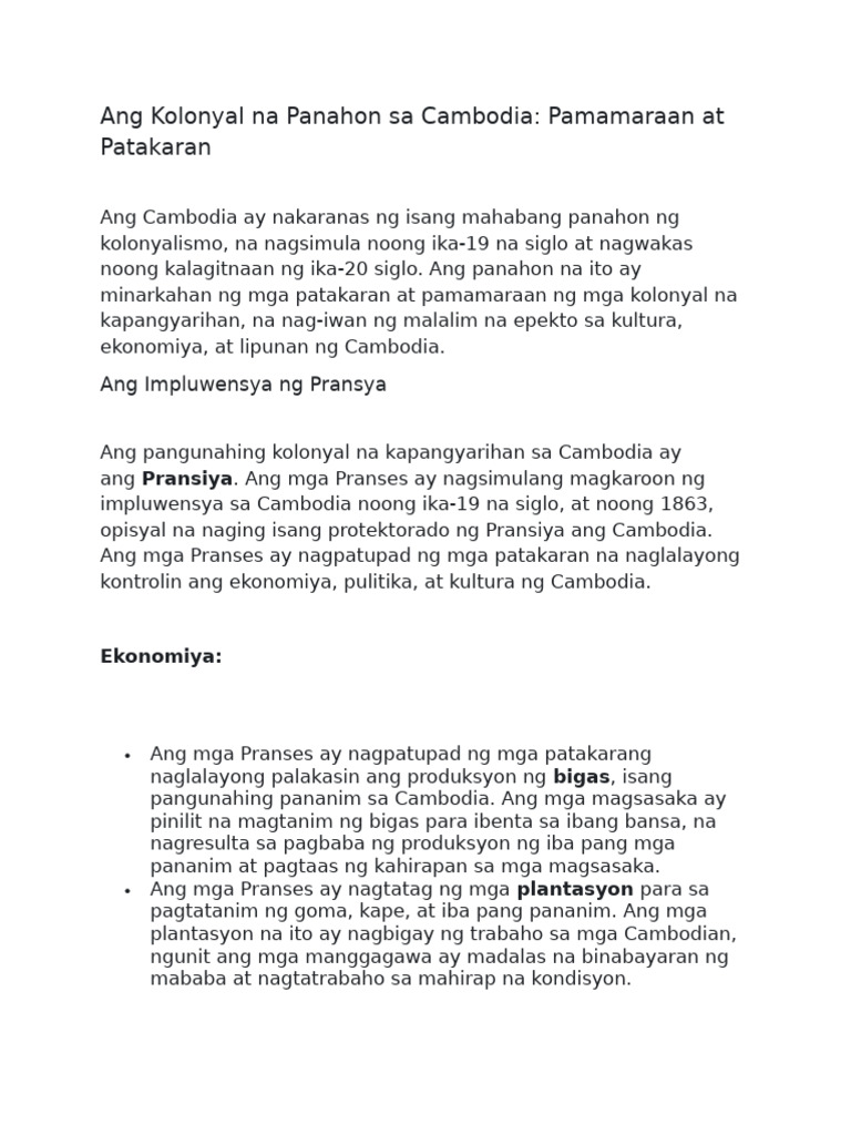 Pamamaraan at Kolonyal Na Patakaran | PDF