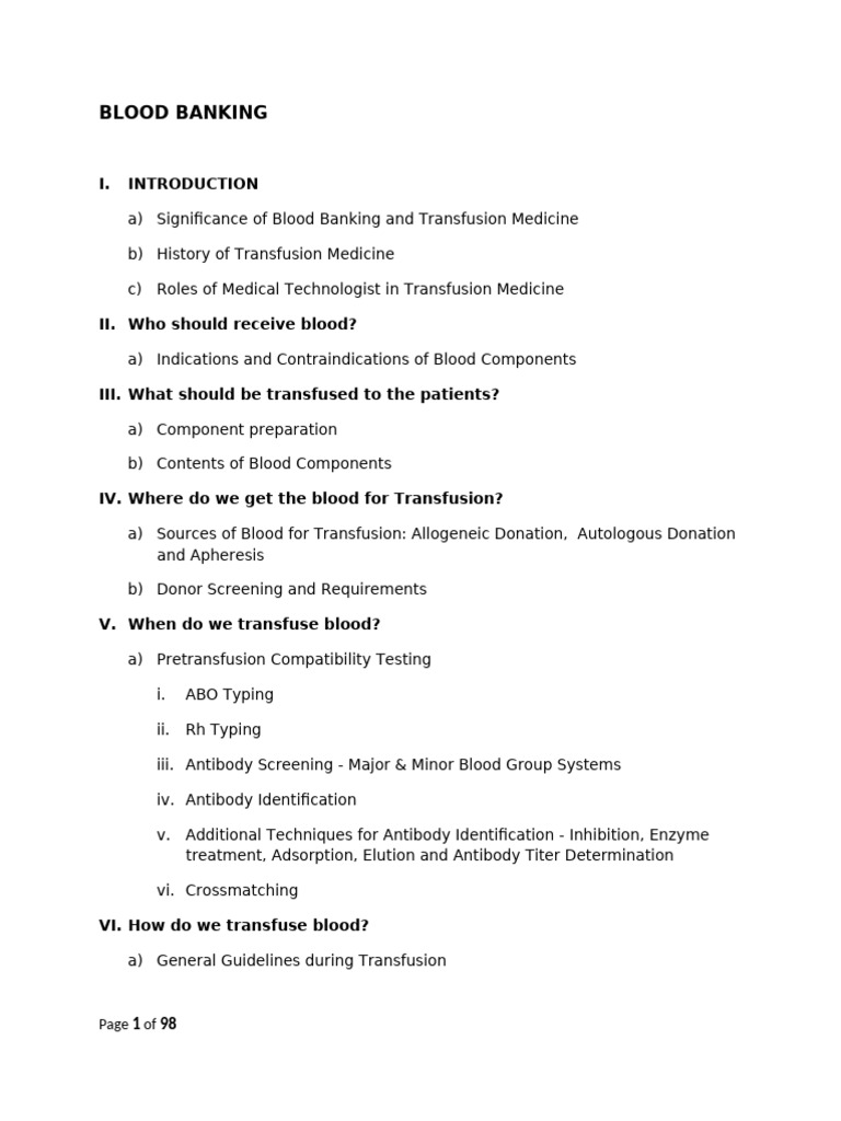 RMT 2 Bloodbank Lecture NOTES | PDF | Blood Transfusion | Bleeding