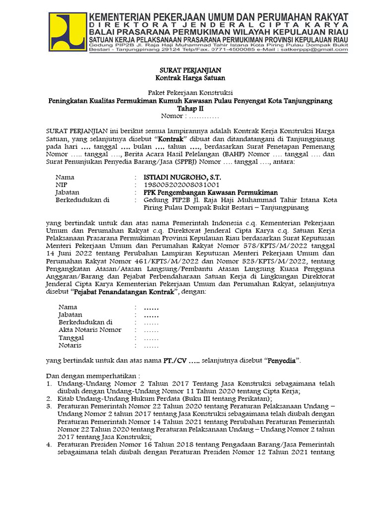 Draft Kontrak Penyengat 2023 | PDF