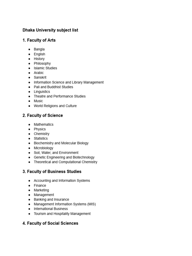Dhaka University Course Guide | PDF | Science