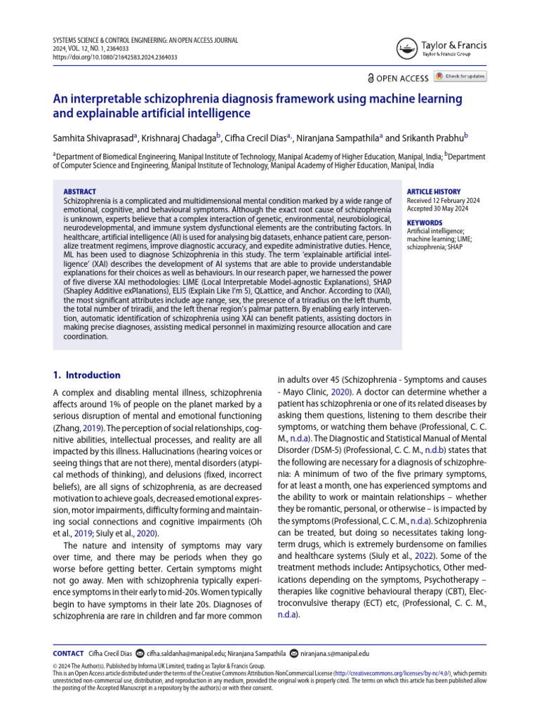 AI Framework for Schizophrenia Diagnosis | PDF | Machine Learning ...
