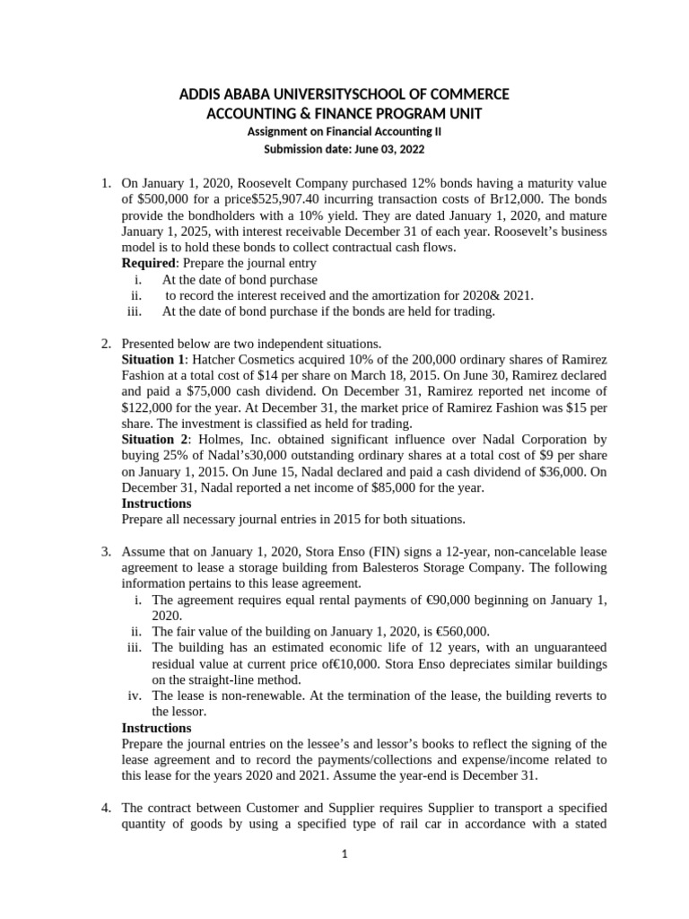 IFA LL Assignment | PDF | Bonds (Finance) | Lease