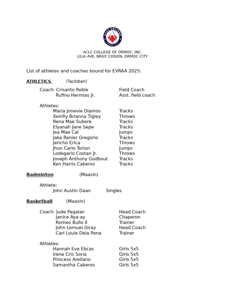 evraa roster | PDF