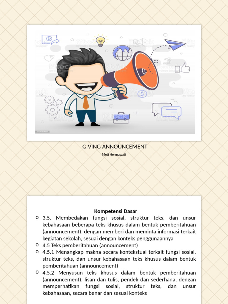 Giving Announcement | PDF | Subject (Grammar) | Verb