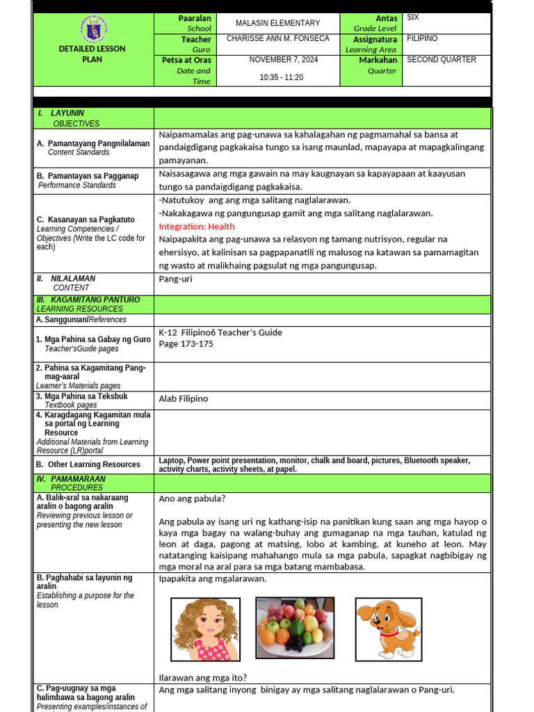 DLP in Filipino q2 w6 | PDF