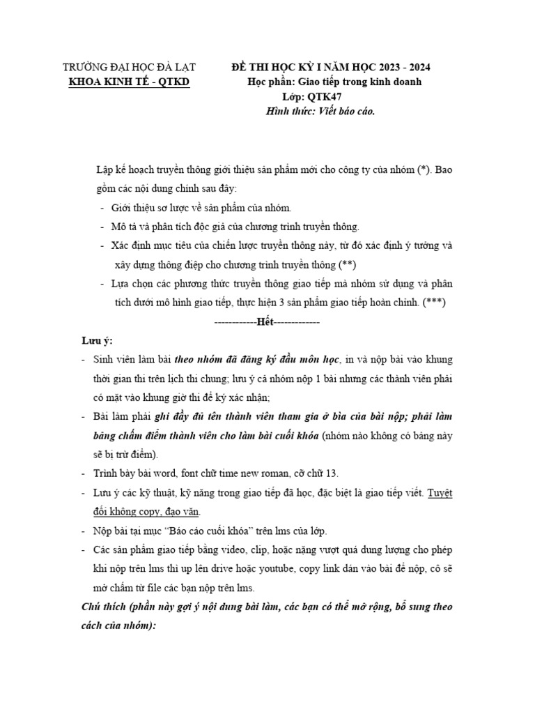 Báo Cáo Cuối Môn Học GTTKD_QTK47B | PDF