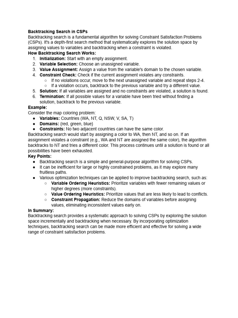 What Is Backtracking Search in CSPs | PDF | Mathematical Optimization | Mathematical Logic