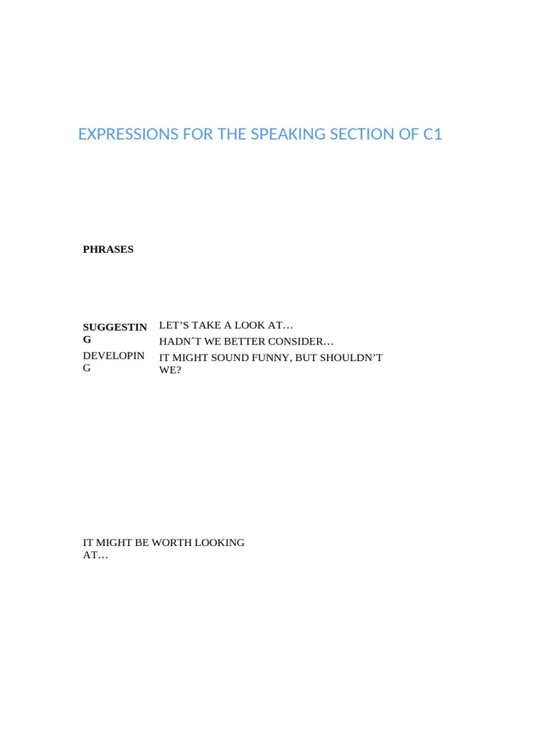 C1 Speaking Section Expressions Guide | PDF
