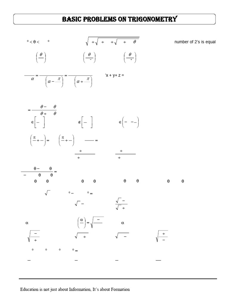 Basic Problems On Trigonometry (Question) 25.04.14 | PDF | Circle | Euclidean Plane Geometry