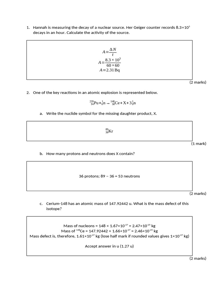 SOLNS Nuclear Physics Practice Test | PDF | Neutron | Binding Energy
