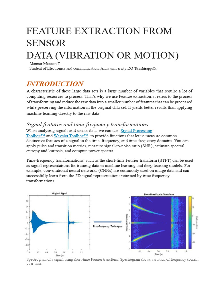 Feature Extraction From Sensor Data (Motion or Vibration) | PDF ...