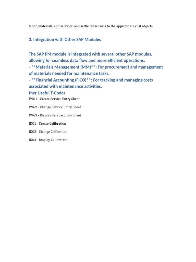 SAP PM Module Integration Overview | PDF