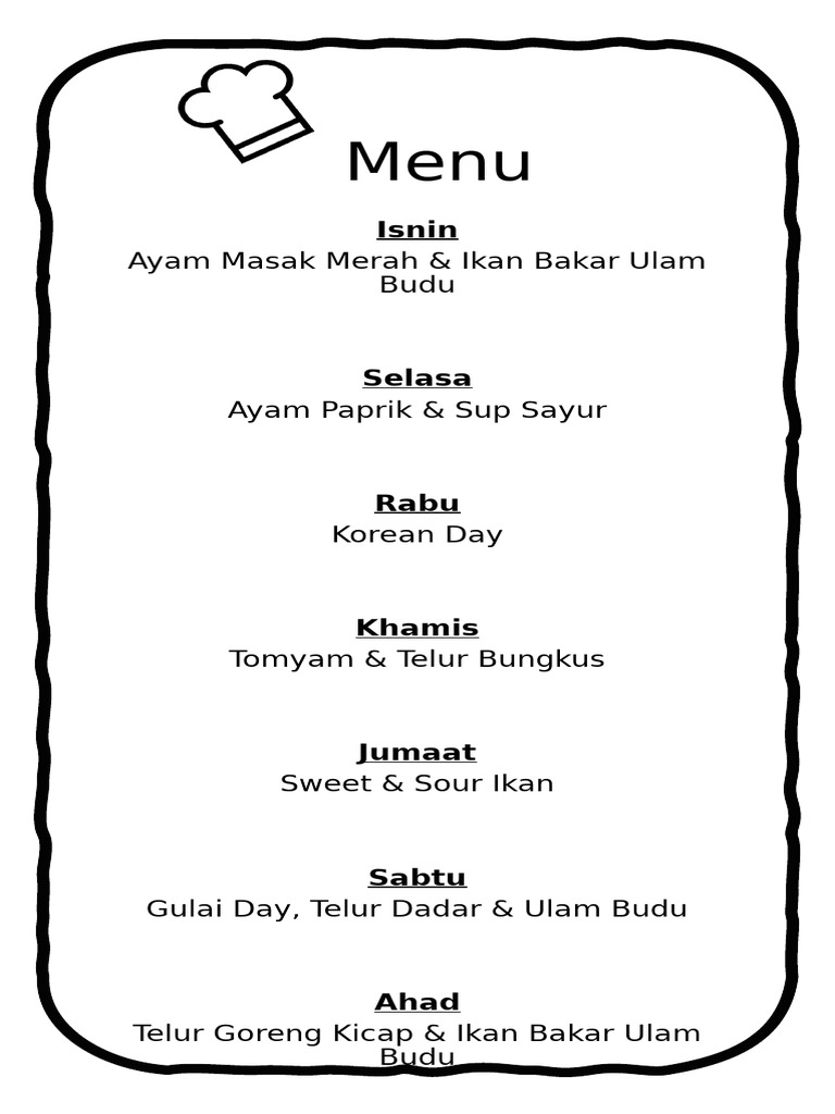 Menu Makan Tengah Hari | PDF