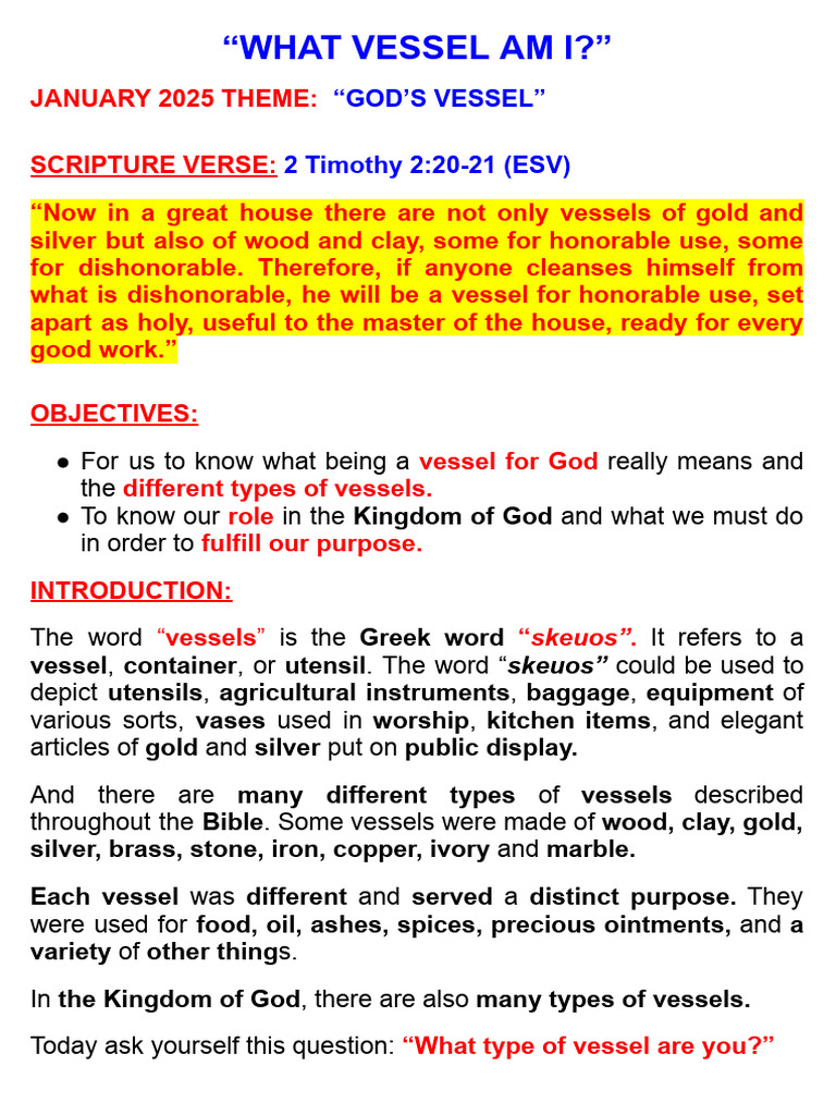 Understanding God's Vessels | PDF | Fruit Of The Holy Spirit | Jesus