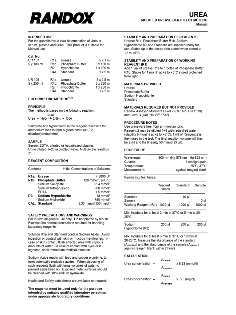UR107 | PDF | Urea | Sodium