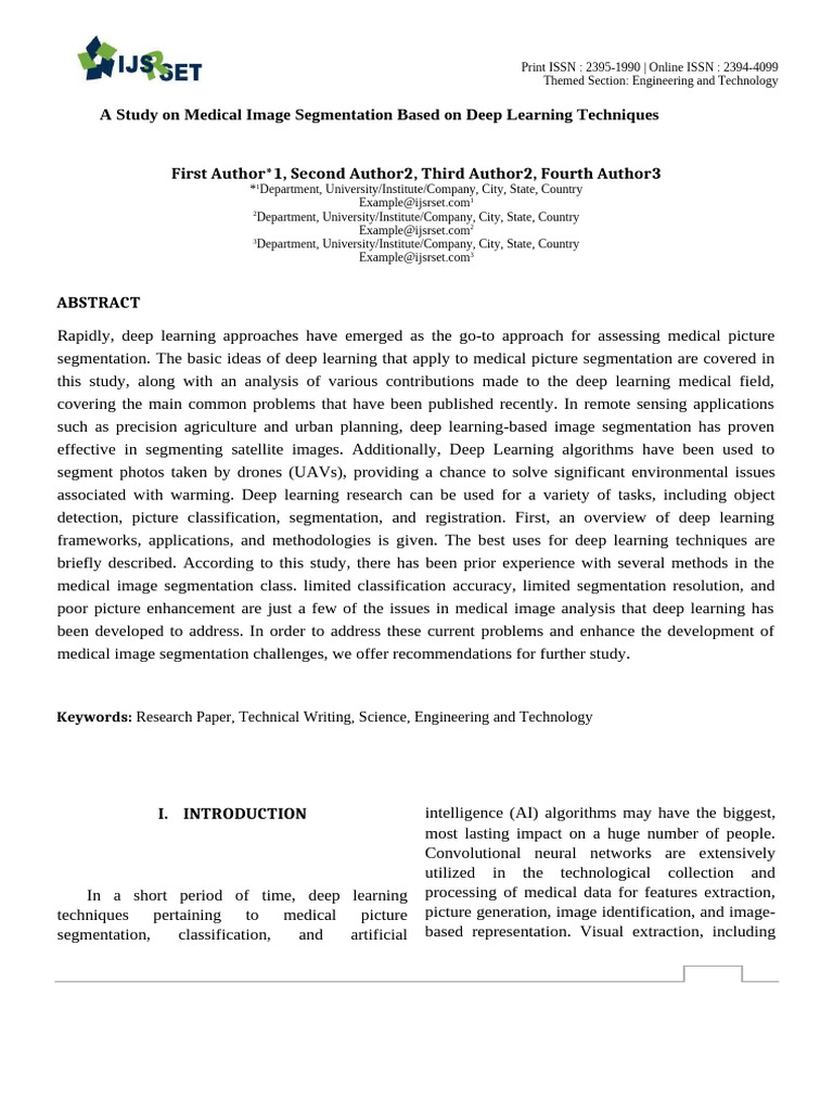 IJSRSET Paper Template A4 | PDF | Deep Learning | Image Segmentation
