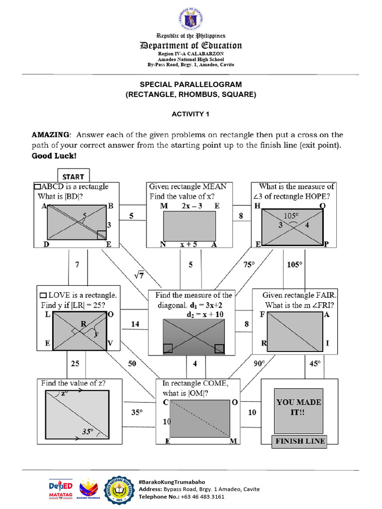 Parallelogram Activities for Students | PDF