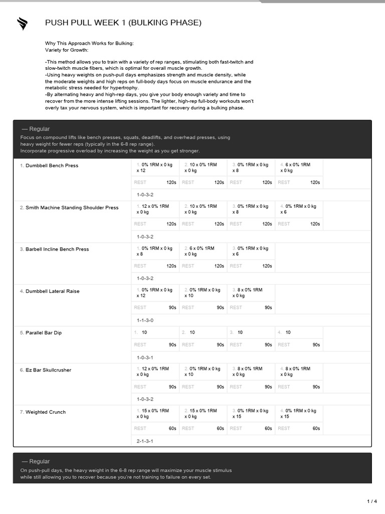 Push-Pull Workout for Muscle Growth | PDF | Strength Training | Sports ...