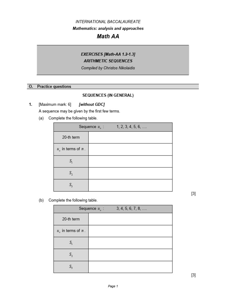 (Math-Aa 1.2-1.3) Arithmetic Sequences | PDF | Summation | Arithmetic