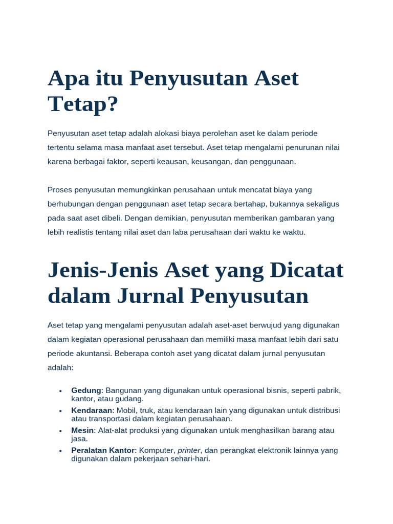 Apa Itu Penyusutan Aset Tetap | PDF