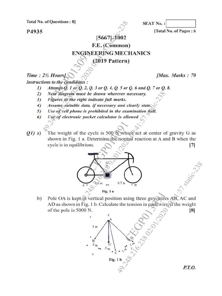 Engineering Mechanics Solutions 2019 | PDF | Rotation | Force