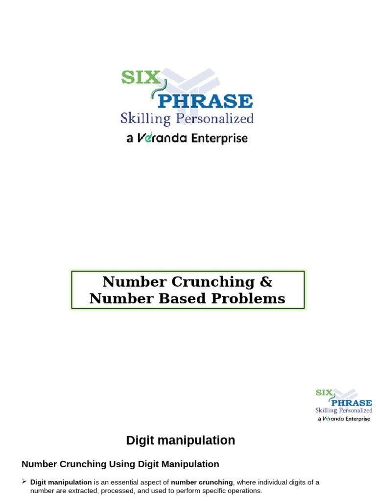 Number Crunching (Digit Manipulation) and Number Based Problems | PDF | Computing | Mathematics
