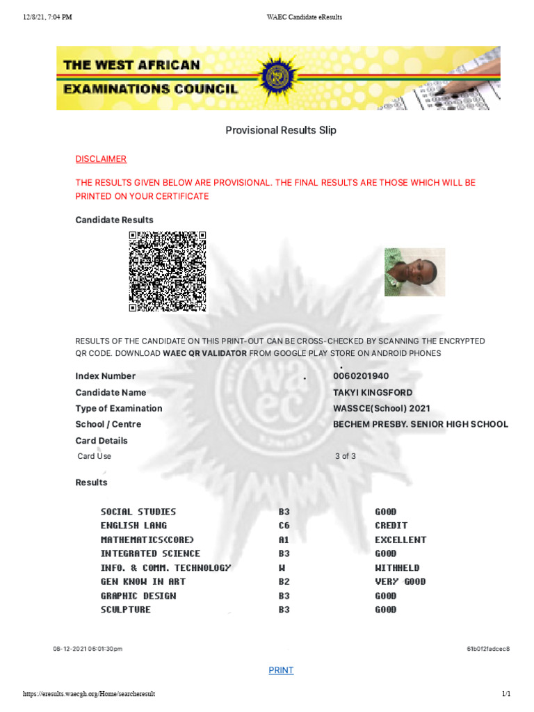 WAEC Candidate EResults | PDF