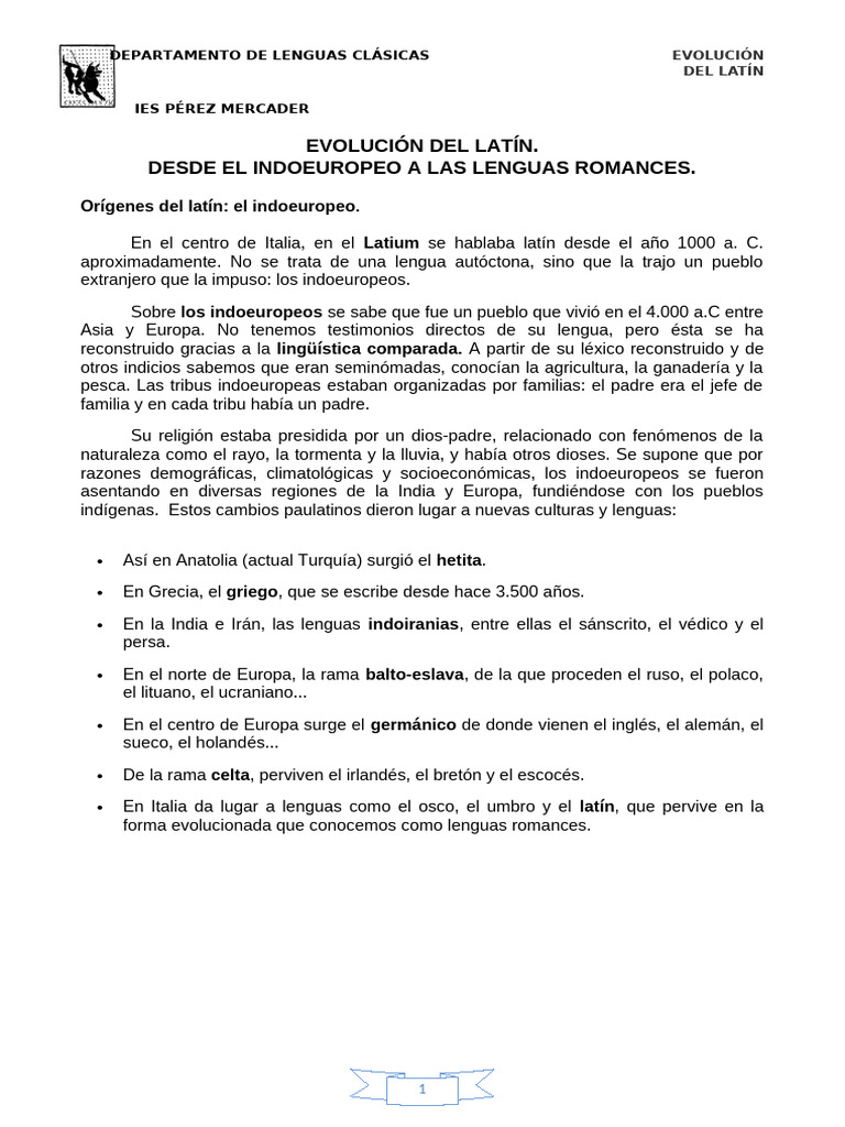 Evolución del Latín a Lenguas Romances | PDF | latín | Idiomas