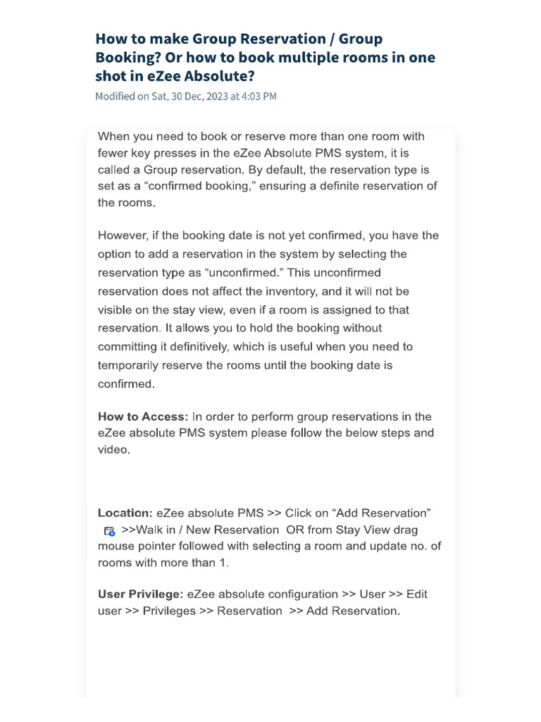 Group Reservation Making Guide | PDF