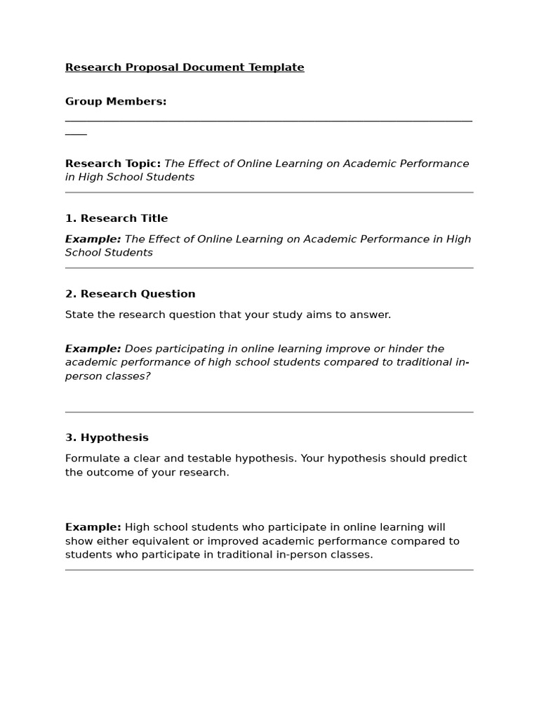 Research Proposal Document Template | PDF | Sampling (Statistics) | Experiment
