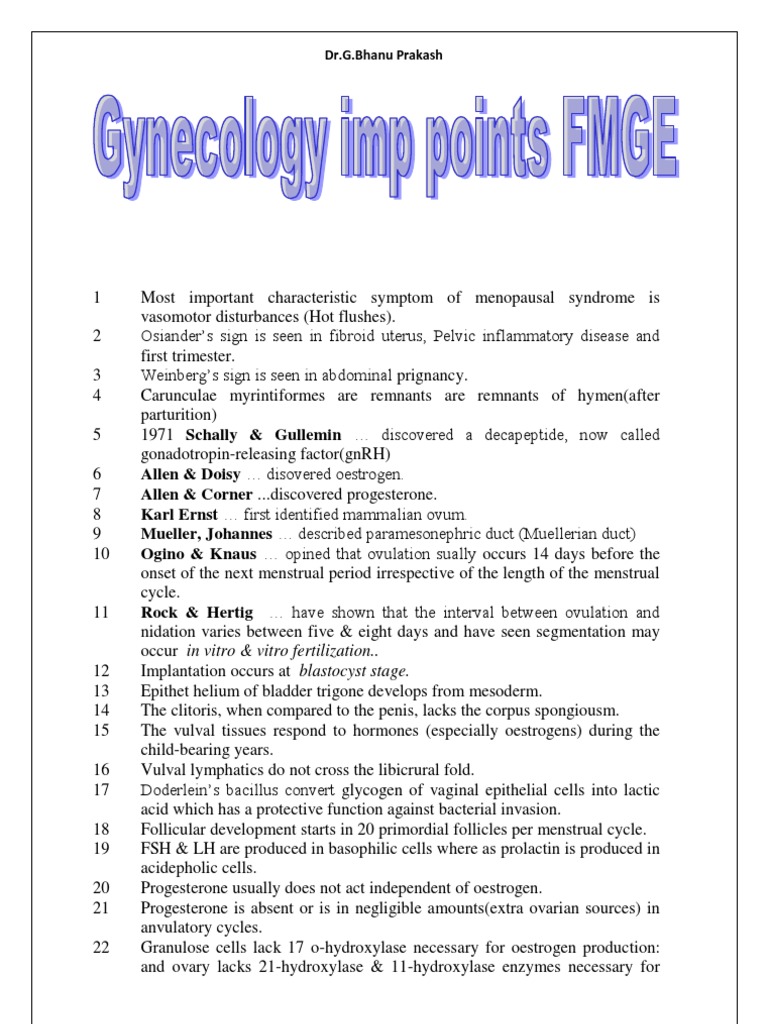 Important Points Gyene | PDF | Menstrual Cycle | Estrogen