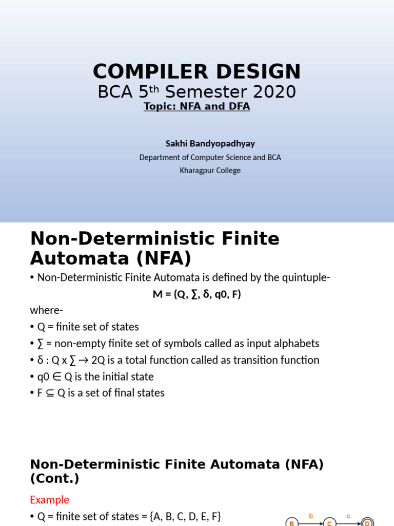 Compiler Design NFA and DFA | PDF