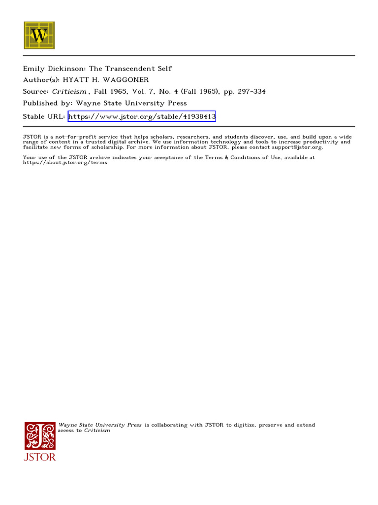 WAGGONER EmilyDickinsonTranscendent 1965 | PDF | Emily Dickinson ...