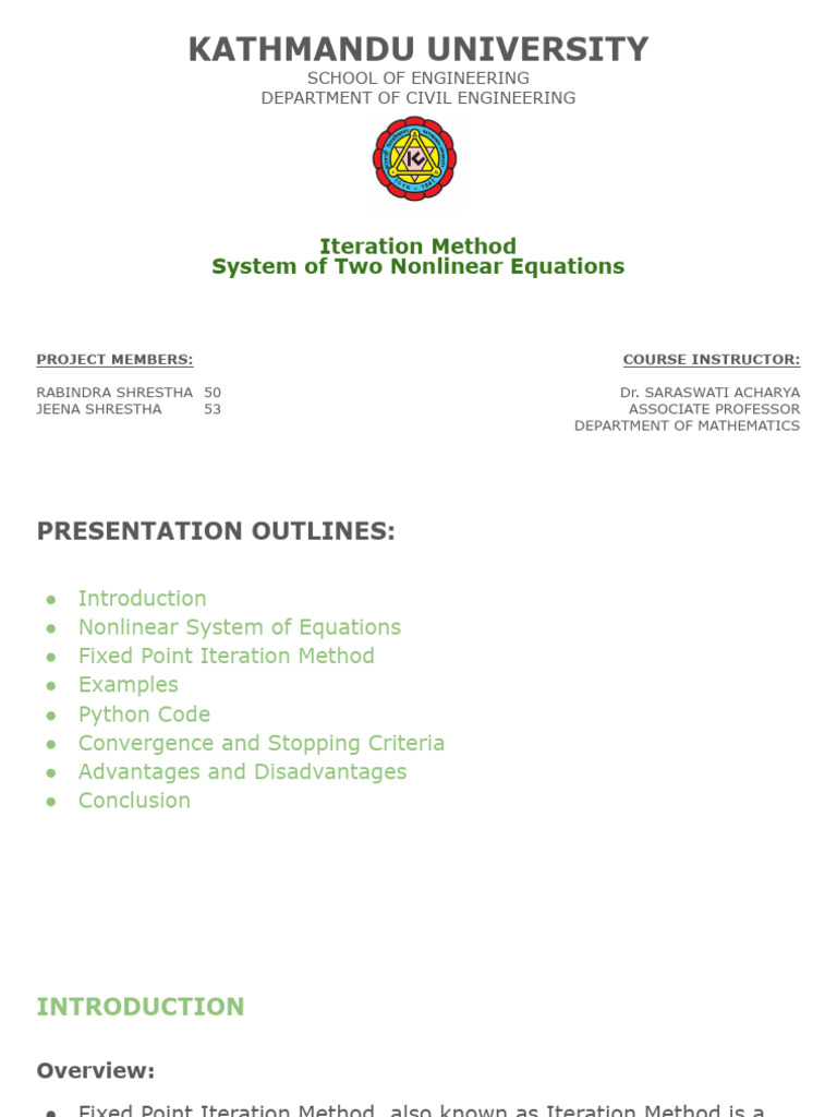 Fixed Point Iteration for Nonlinear Equations | PDF | Equations | Nonlinear System